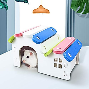 Bac-kitchen 5 Pcs Hamster Wooden Seesaw Tunnel Toy, Hamster Hide Playground Tubes and Tunnels Gym Exercise Fun Toy, Hamster Cage Accessories for Chinchilla Dwarf Hamster Gerbil Guinea Pig(H01)