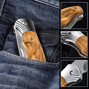 Bundle of 2 Items - Gentleman’s Pocket Knife Pocket Knife Knives Knofe Wood Handle Sharp Blade - Pocket Knife for Men - Folding Knife - Good for Camping Hunting Survival Indoor & Outdoor Activity