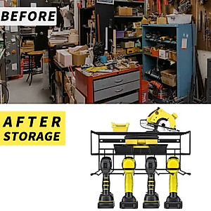 Power Tool Organizer Heavy Duty Tool Shelf, Wall Mounted Storage Rack for for Handheld & Power Tools, Compact Steel Design Garage Tool Organizer Perfect for Father's Day