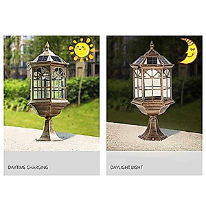IP65 Waterproof Solar Column Head Light Outdoor Garden Landscape Street Light Home Door Column Wall Post Lamp Villa Patio Security Light Exterior Post Light Pillar Lamp Decorative Lantern