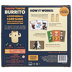 Throw Throw Burrito by Exploding Kittens - A Dodgeball Card Game - Family-Friendly Party Games - for Adults, Teens & Kids - 2-6 Players