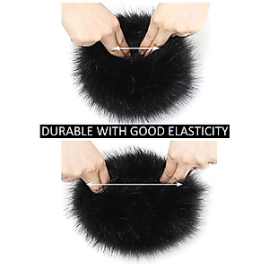 LA CARRIE Women's Snakeskin Print Faux Fur Wrist Cuffs,Winter Fox Furry Bands Arm Warmer (Black)