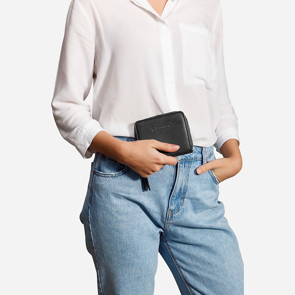 Corkor Cork RFID Square Wallet – Women’s Wallet - RFID Blocking - Vegan Leather – Cruelty Free – Eco Friendly - Black