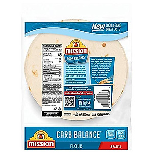Mission Carb Balance Fajita Tortillas,Low Carb,Keto,8 Ounce (Pack of 2)