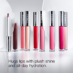 Clinique Pop Plush Creamy Lip Gloss With Hyaluronic Acid + Blend of Aloe Butter, Avocado Butter + Shea Butter | Hydrating + High Shine, Black Honey Pop