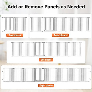 COMOMY 198" Baby Gate Extra Wide, Dog Gate Pet Gate for House Stairs Doorways Fireplace, Adjustable 3 in 1 Play Yard Child Safety Gate, Auto Close, Hardware Mounted (30" Tall, White)