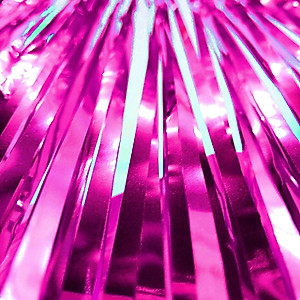 JUICY MOOM Hot Pink Tinsel Foil Fringe Curtain Bachelorette Wedding Bridal Shower Photo Backdrops Party Decor Baby Shower Girls First Birthday Photo Booth Props Backdrops Decorations