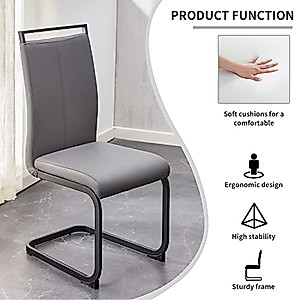 LFVFFA 63 inch Modern Glass Dining Table for 4-6, Rectangle Glass Kitchen Table, 0.39" Tempered Glass Top Dining Table，Large Pedestal Table (1 Table+4 Gray Chair, 63 Inch)