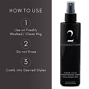 Jon Renau Fiber Love Synthetic Conditioning Spray, 8.5 oz – Leave-In Conditioner for Wigs, Toppers & Hair Extensions – Detangles, Restores Shine & Protects Synthetic Fiber