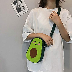 MILATA Fruit Avocado Shape Design Novelty Girls Purse Canvas Crossbody Bag Chic Shoulder Bag for Women
