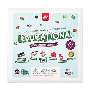 Nene Toys Educational Memory Extension Cards - 24 Extra Themed Patterns – Additional Matching Cards with Numbers, Letters, Animals, Body Parts [Nene Toys Exclusive Size]