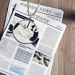 Hanging Magnifier, Portable 5X Magnifier Monocle Lens with Hanging Necklace for Reading Crafts Needlework Jewelry Hobbies(Silver)