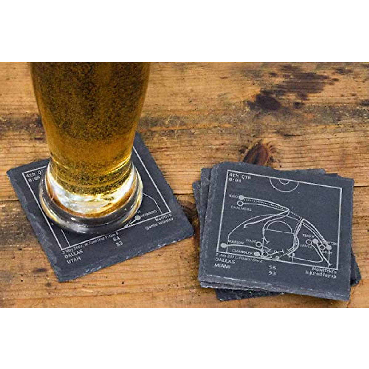 Greatest Mavericks Plays: Slate Coasters (Set of 4) | Best Gift Idea for Sports Lovers | Mavericks Historic Moments Gifts