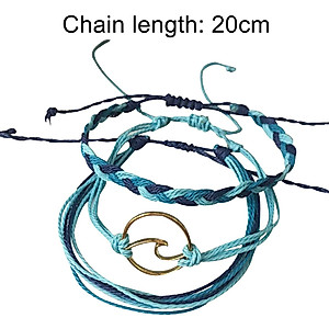 U-M 3Pcs Women Summer Beach Sea Wave Strand Bracelet Adjustable Bangle Jewelry Creative Gift Useful & Deft