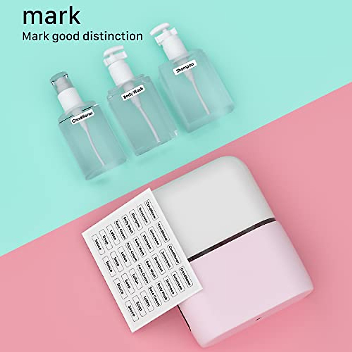 3 in 1 Leak Proof Travel Bottles,TSA Approved Leak-Proof Toiletry Products,Labelled Liquid Used In Shower Gel,Shampoo,Conditioner,Facial,Clenaser(Pink)