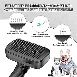 YOPETAYU Dogs Self Cleaning Slicker Brush for Shedding & Grooming Long Short Haired Cats, Pet Retractable Brushes for Large Medium Small. Removes Loose Fur, Undercoat, Mats Tangled Hair, Black
