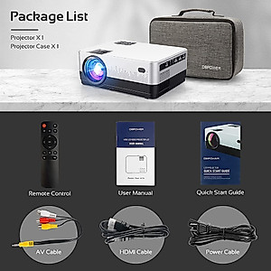 DBPOWER WiFi Projector, 9000L Full HD 1080p Video Projector with Carry Case, Support iOS/Android Sync Screen, Zoom&Sleep Timer, 4.3” LCD Home Movie Projector Compatible w/Smart Phone/Laptop