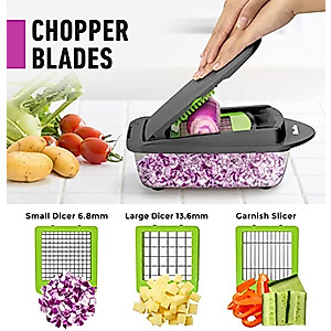Mueller Pro-Series 10-in-1, 8 Blade Vegetable Slicer, Onion Mincer Chopper, Vegetable Chopper, Cutter, Dicer, Egg Slicer with Container