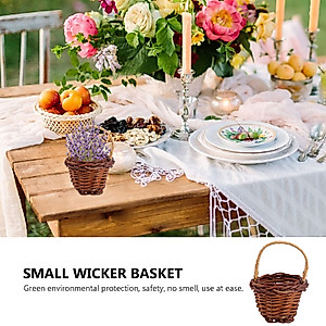 20pcs Decorative Mini Flower Basket Wedding Candy Basket Wood Woven Basket Fruit Picnic Food Basket for Wedding Party Favors Kitchen Light Yellow