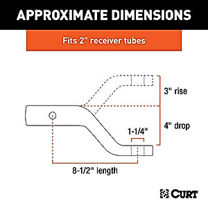 CURT 45341 Forged Trailer Hitch Ball Mount, Fits 2-Inch Receiver, 17,000 lbs, 1-1/4-Inch Hole, 4-Inch Drop, 3-Inch Rise