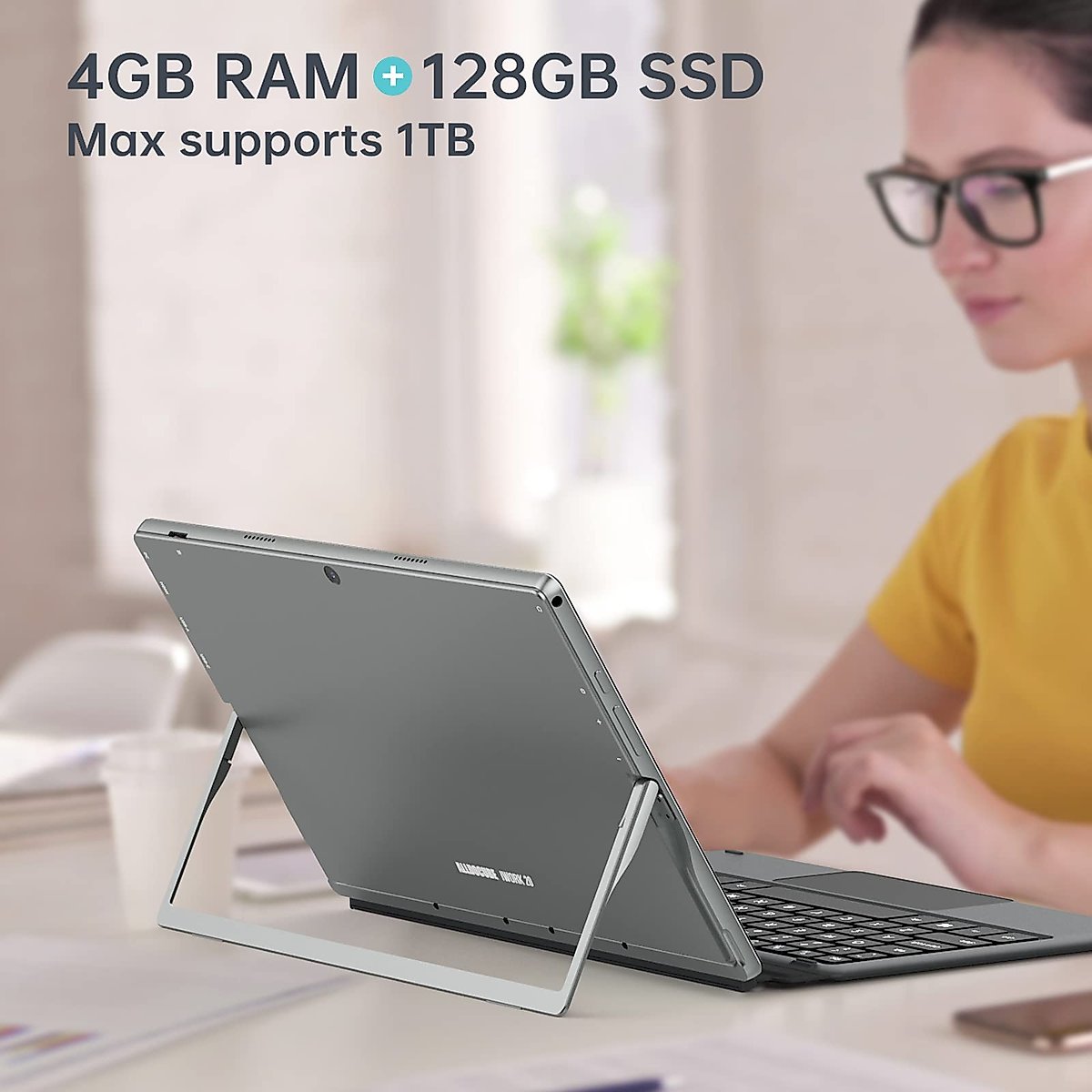 ALLDOCUBE iWORK20 2-in-1 Laptop, Tablet PC with Keyboard (and Stylus Pen), 10.1" Windows Tablet, Intel N4020 CPU, 4GB RAM/128GB ROM, Windows 10, Type-C, Support HDMI, Convertible Laptop