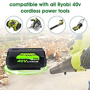 Dosctt 6.0Ah 40 Volt Lithium OP4026 Battery Compatible with Ryobi 40V Battery OP4050A OP40601 OP4026A OP4040 OP4030 OP4050 OP4015 OP40261 OP40201 OP40301 OP40401 with LED Indicator