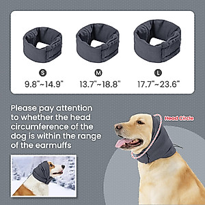 BRKURLEG Dog Ear Muffs, Dog Ear Cover for Anxiety Relief, Dog Calming Hoodie Head Cover Sleeves, Pet Hoodie, Pet Cats and Dogs Ear Protector, Grooming Bathing Warm Winter Dog Ear Scarf (Grey, L)