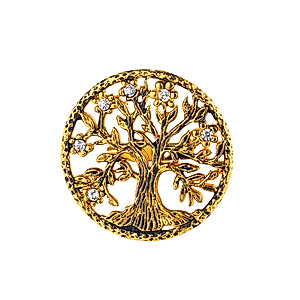 Lapel Pin Brooch for Women 18K Gold Plated CZ Brooches for Grandma Friend Graduation Gift Family Tree of Life Brooches