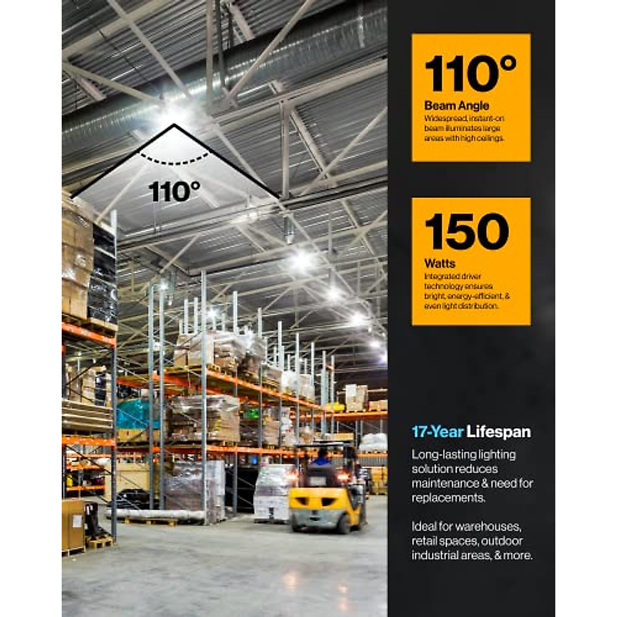 Sunco 2 Pack UFO LED High Bay Light, Lighting for Warehouse, 5000K Daylight, 150W, 21000 LM, 100-277V, Dimmable 0-10V, IP65 Waterproof, Super Bright, UL