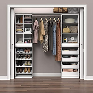 ClosetMaid Modular Storage Shelf Unit with 3 Shelves, Wood Closet Organizer Adjustable, Stacking, Full Backer, Decorative Trim, White, 40.29 H x 21.39 in. W x 15.91 in. D