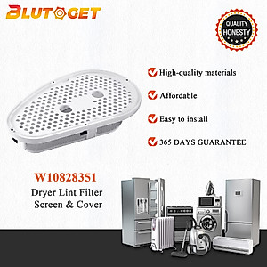 Upgraded W10828351 Dryer Lint Filter Screen & Cover by Blutoget - Compatible for Kenmore Whirlpool Stackable Washer/Dryer Lint Trap -Replaces 8531964 8531967 8531966 AP5985829-1 YEAR GUARANTEE