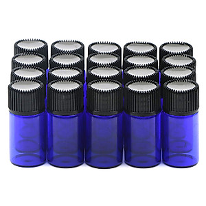 Kesell 3ml 3/4 Dram Glass Essential Oils Sample Vials - Screw Cap w/Orifice Reducer - Pack of 20