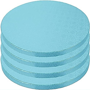 Cake Boards (4 Pack, 12 inch, Blue), Reusable Round Cake Drums for Showstopping Desserts, Heavy-Duty Disposable Cardboard Cake Bases W/ Elegant Patterns, Cake Decorating Supplies by PixiPy