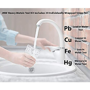 Heavy Metals Water Test Kit - Drinking Water Test Strips with eBook - Quick and Accurate Testing Kits for Drinking Water - Test Iron, Copper, Mercury, and Lead - 20 Test Strips by JNW Direct