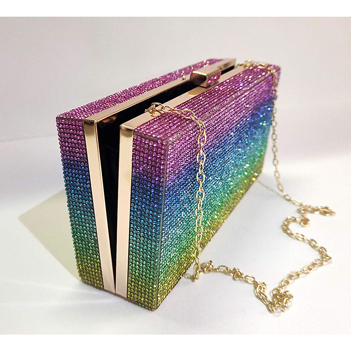 Classic Dollar Style Evening Bags With Diamond Shoulder Bag Wallet Clutch Crossbody Bag with Chain Strap (Multicolor)