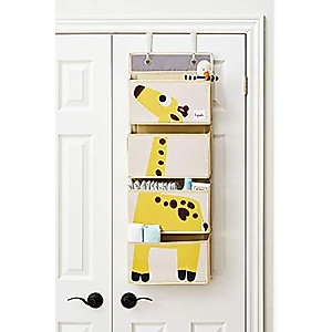 3 Sprouts Over The Door Baby Organizer - Essential Newborn Nursery Storage, Toy Organizer for Room and Closet - Bedroom Storage - Hooks Included, Giraffe