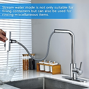 TRIPHIL Waterfall Kitchen Faucet with Pull Down Sprayer,Kitchen Faucets with Sprayer 3-Mode,360° Swivel Single Handle Kitchen Sink Faucet,grifos para fregaderos de cocina for RV,Outdoor,Chrome