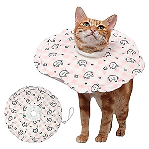 Cat Cone, Soft Cat Cone Collar to Stop Licking and Scratching, Adjustable Recovery Cone for Cats After Surgery with Drawstring Design, Easy to Eat and Drink