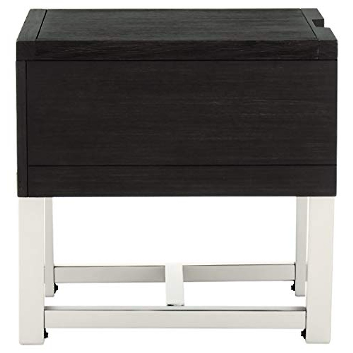 Signature Design by Ashley Chisago Contemporary Rectangular End Table with Outlets and USB Ports, Black & Silver