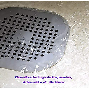 Square Drain Cover for Shower TPR Drain Hair Catcher Flat Silicone Plug for Bathroom and Kitchen Under Sink Filter Shower Drain Protection Flat Strainer Stopper (White&Grey)