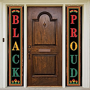 Black History Month Decoration Outdoor Black Proud Porch Sign Banner African American Juneteenth Kwanzaa Decoration and Supplies for Home Party