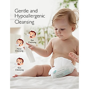 Baby Wipes, Momcozy Saline Nose and Face Baby Wipes, Made Only With Natural Saline, Mild and Non-irritating, 100% Biodegradable, Unscented & Hypoallergenic for Sensitive Skin, Portable, 180 Count (Packs of 6)