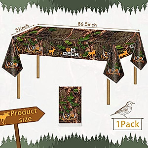 Hunting Tablecloths Hunting Party Decorations Camo Table Covers Hunting Party Supplies Plastic Hunting Table Decorations for Hunting Camo Birthday Baby Shower Party Supplies (1 Piece)