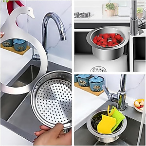 2PCS Stainless Steel Swan Sink Strainer Basket, 2024 New Multifunction Hanging Sink Strainer Colander Drain Basket, Corner Sink Strainer, Kitchen Sink Drain Strainer (A-2PCS)
