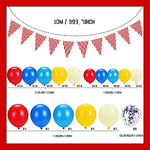 Carnival Theme Party Decorations, Circus Carnival Party Decoration Including Carnival Backdrop,Tablecloth, Latex Balloons and Lion & Popcorn Aluminum film balloon for Party Decorations Supplies