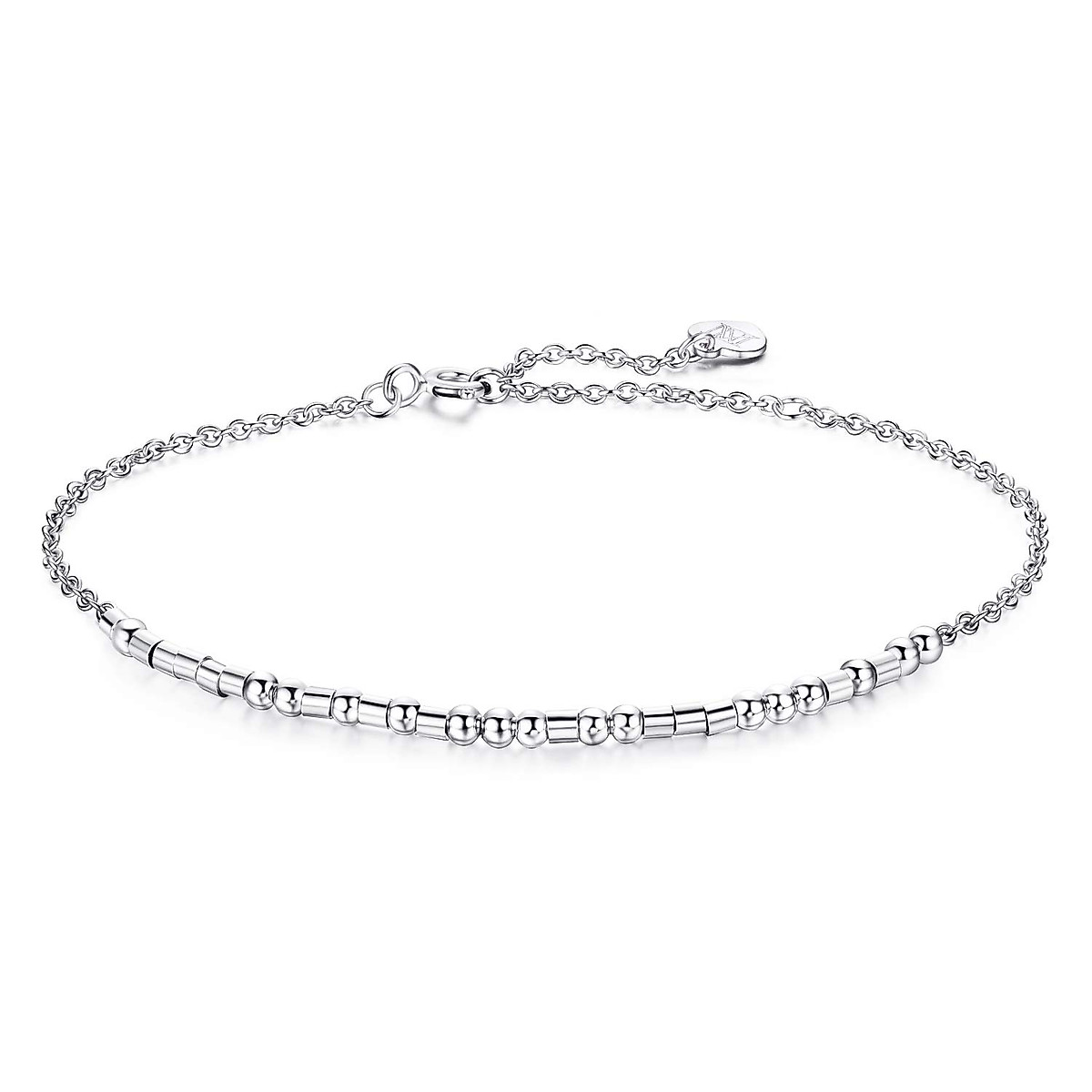 NINAMAID Morse Code S925 Sterling Silver Bracelet for Women Beads Jewelry Mother inspirational Bracelet Birthday Gifts for Mom women (You are Loved)
