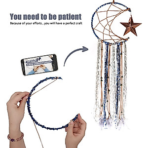 KPPKUEC Dream Catcher Craft,DIY Dream Catcher kit for Girls Moon Design Blue Wall Decor Catchers for Birthday Party Baby Shower Bridal Shower Wedding Nursery Baby Room Kids Xmas Gift Bedroom