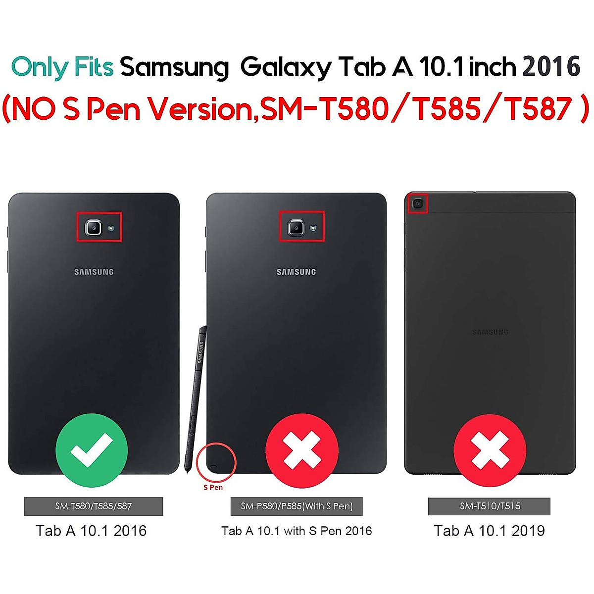 UUcovers Case for Samsung Galaxy Tab A 10.1" 2016 Version (SM-T580/T585/T587,NO S Pen) with Pencil Holder, Smart Stand Embossed PU Leather Folio Card Wallet Cover [Auto Wake/Sleep], Blue Butterfly