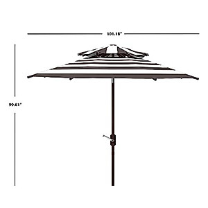 Safavieh PAT8204D Outdoor Iris Fashion Line Grey and White 9-Foot Double Top UV Protected Umbrella