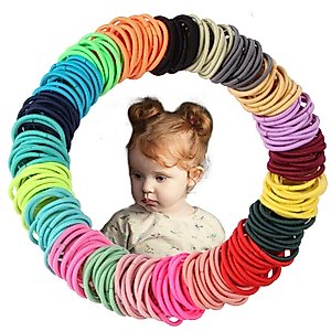 SYGY 200PCS Baby Hair Ties for Girls, Toddler Hair Tie 3mm Thick, Small Hair Ties Multicolor Elastic Hair Bands, No Hair Damage Cute Hair Accessories Ponytail Holder for Infants Kids